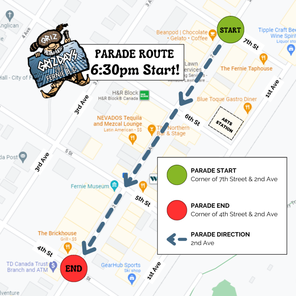 Road closures in downtown Fernie March 3rd – 5th for the 2023 Griz Days ...
